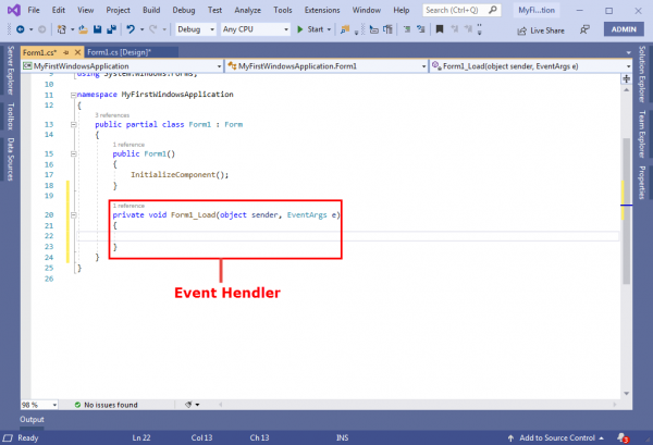 آموزش برنامه نویسی کنترل کننده رویداد (event Handler) در سی شارپ