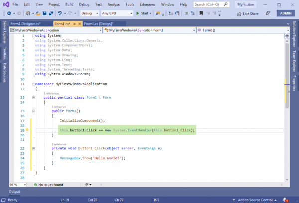 آموزش برنامه نویسی کنترل کننده رویداد (event Handler) در سی شارپ