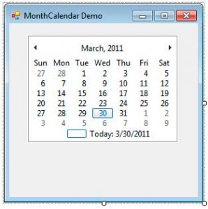 آموزش برنامه نویسی کنترل MonthCalendar در سی شارپ