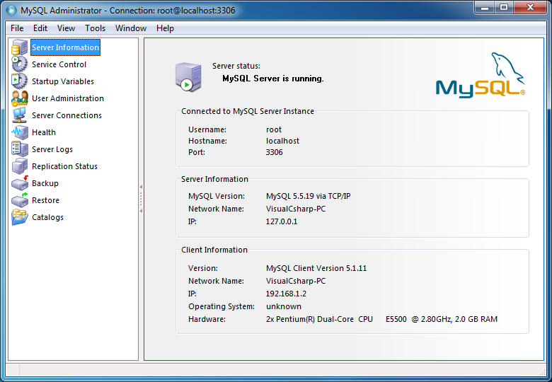 آموزش برنامه نویسی نصب نرم افزار MYSQL Administrator و آشنایی با محیط ...