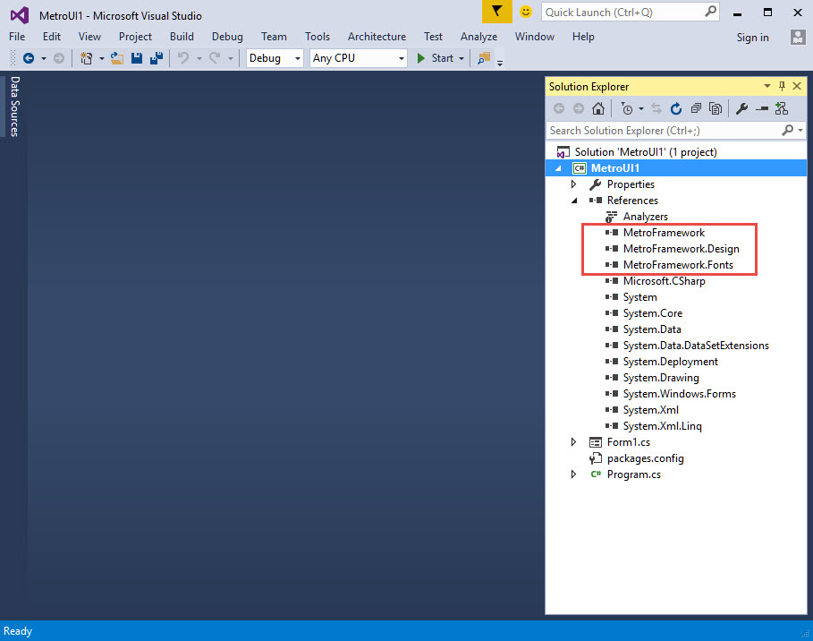 آموزش برنامه نویسی اضافه کردن فریم ورک MetroUI به ویژوال استودیو