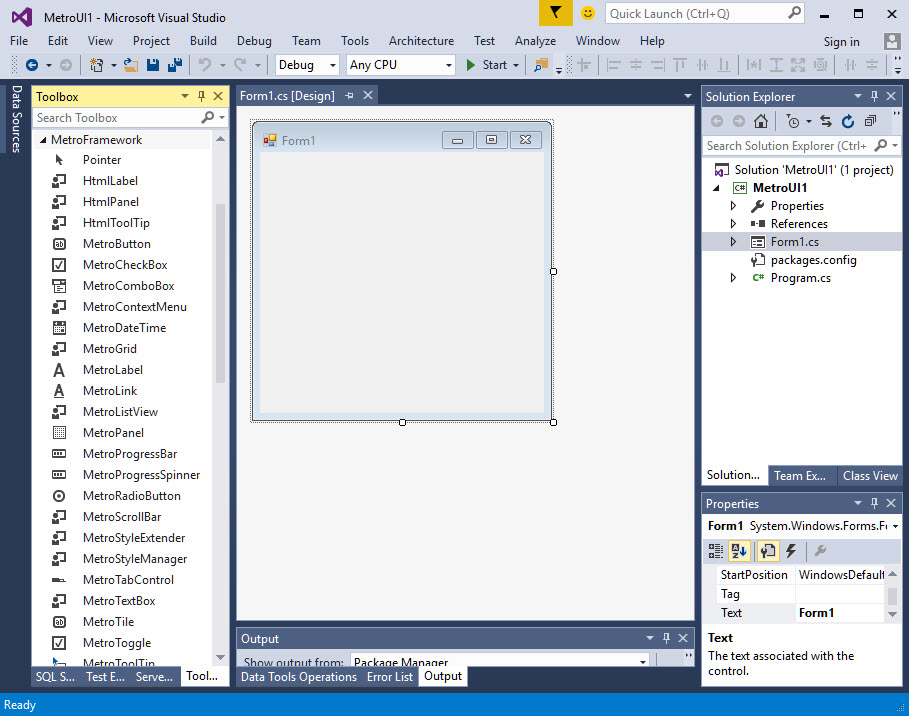 آموزش برنامه نویسی اضافه کردن فریم ورک MetroUI به ویژوال استودیو