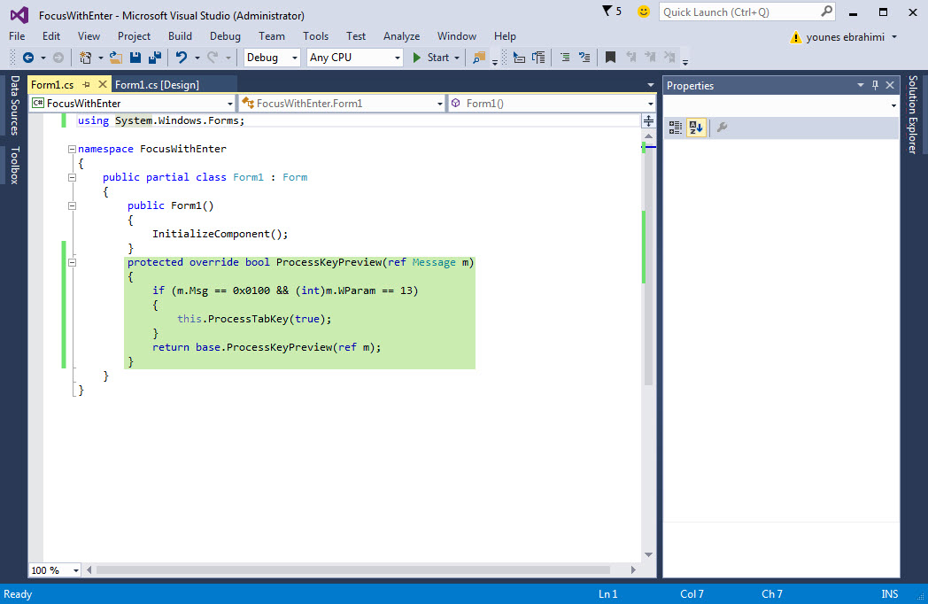 آموزش برنامه نویسی انتقال فوکوس بین کنترل ها با زدن دکمه Enter - آموزش ...