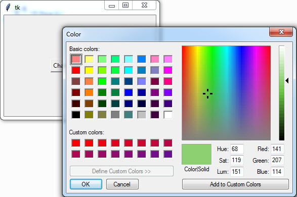 آموزش برنامه نویسی colorchooser در tkinter